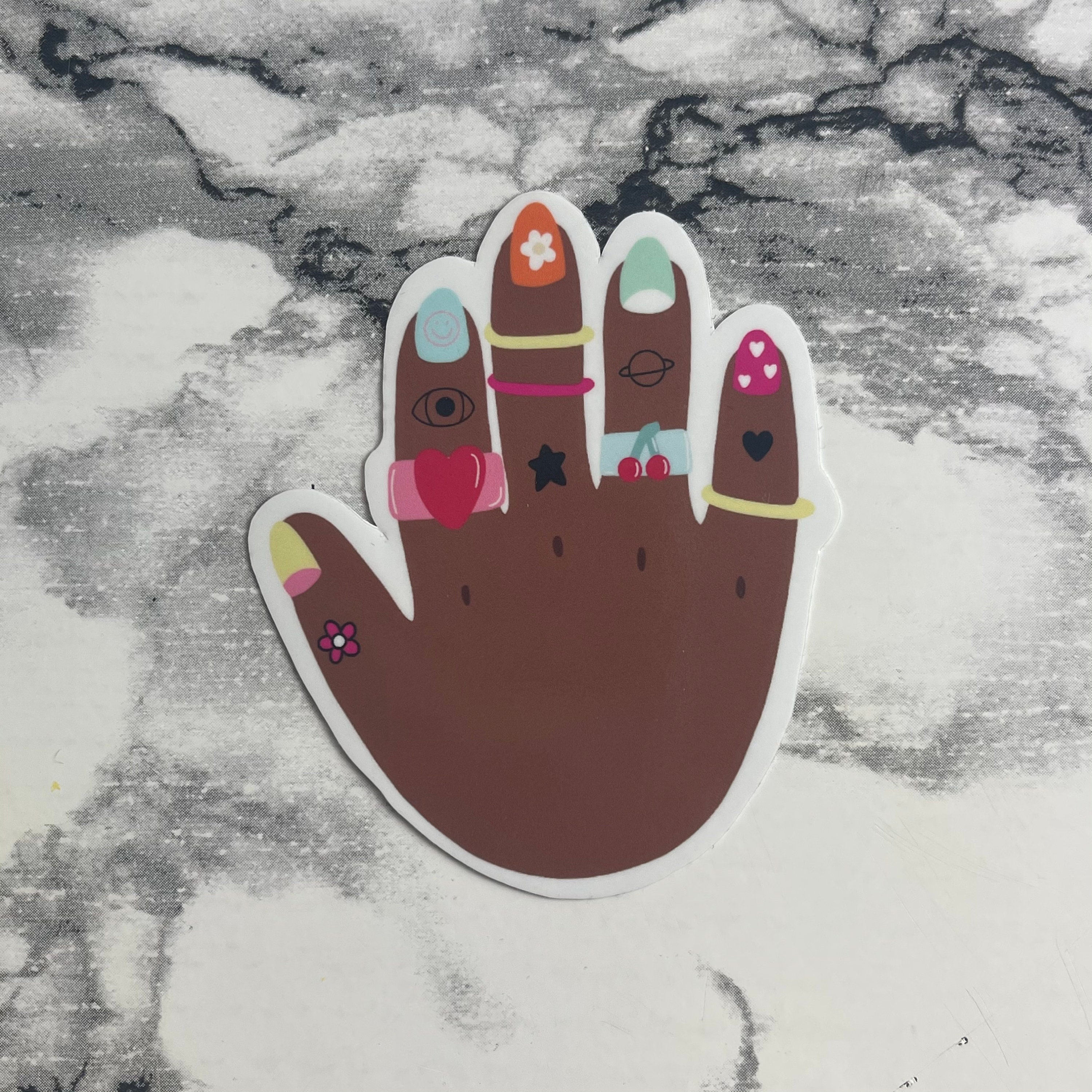 Hand vinyl sticker / Cute hand illustration durable water | Etsy