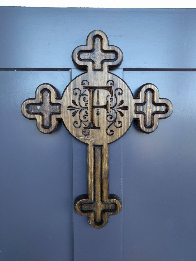 Custom Carved Cross With Any Letter - Etsy