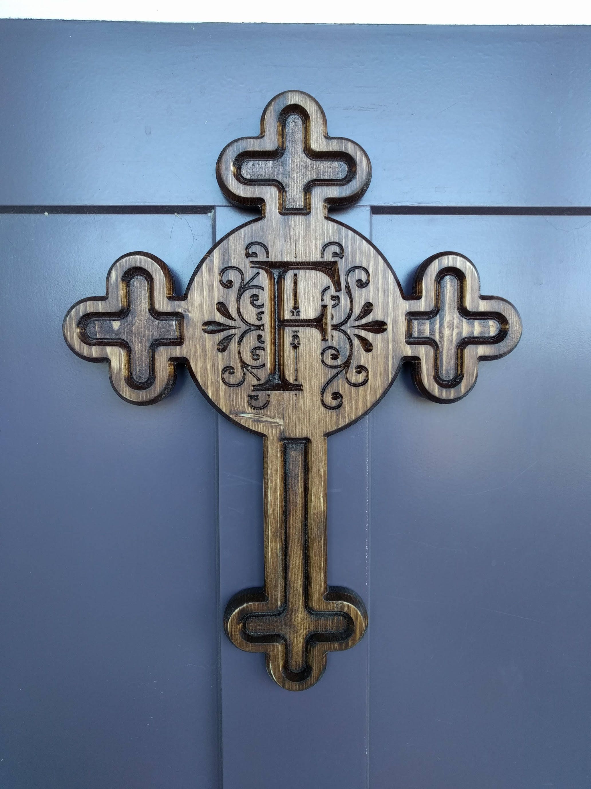 Custom Carved Cross With Any Letter - Etsy