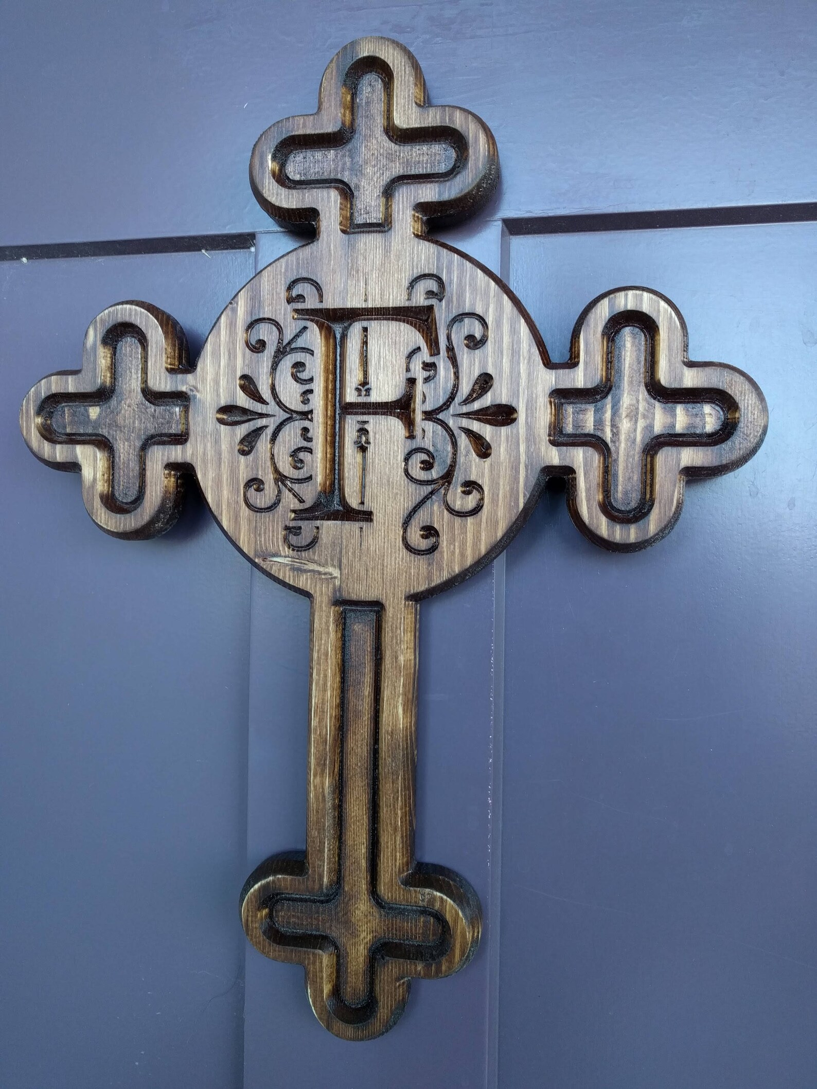 Custom Carved Cross With Any Letter - Etsy