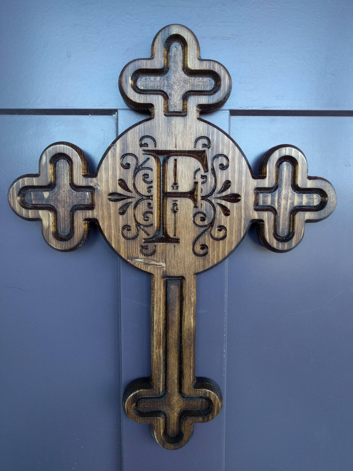 Custom Carved Cross With Any Letter - Etsy