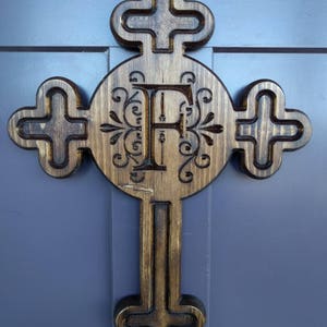 Custom Carved Cross With Any Letter - Etsy