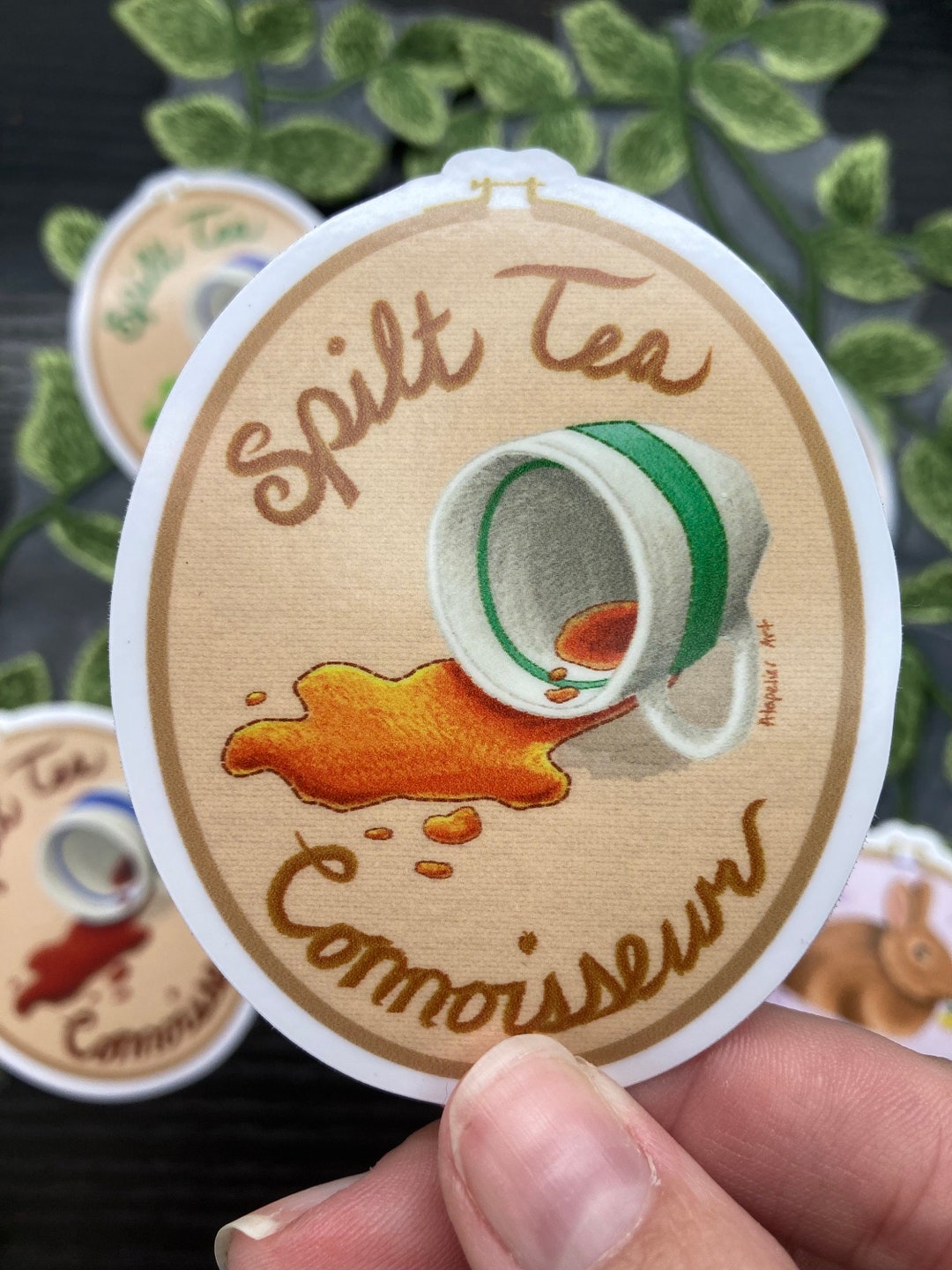 Spilt Tea Connoisseur Vinyl Die-cut Sticker - Etsy