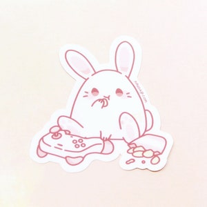 Cute Gaming Bunny Sticker | 3" | Kawaii Gamer Girl Laptop Sticker, Cute ...