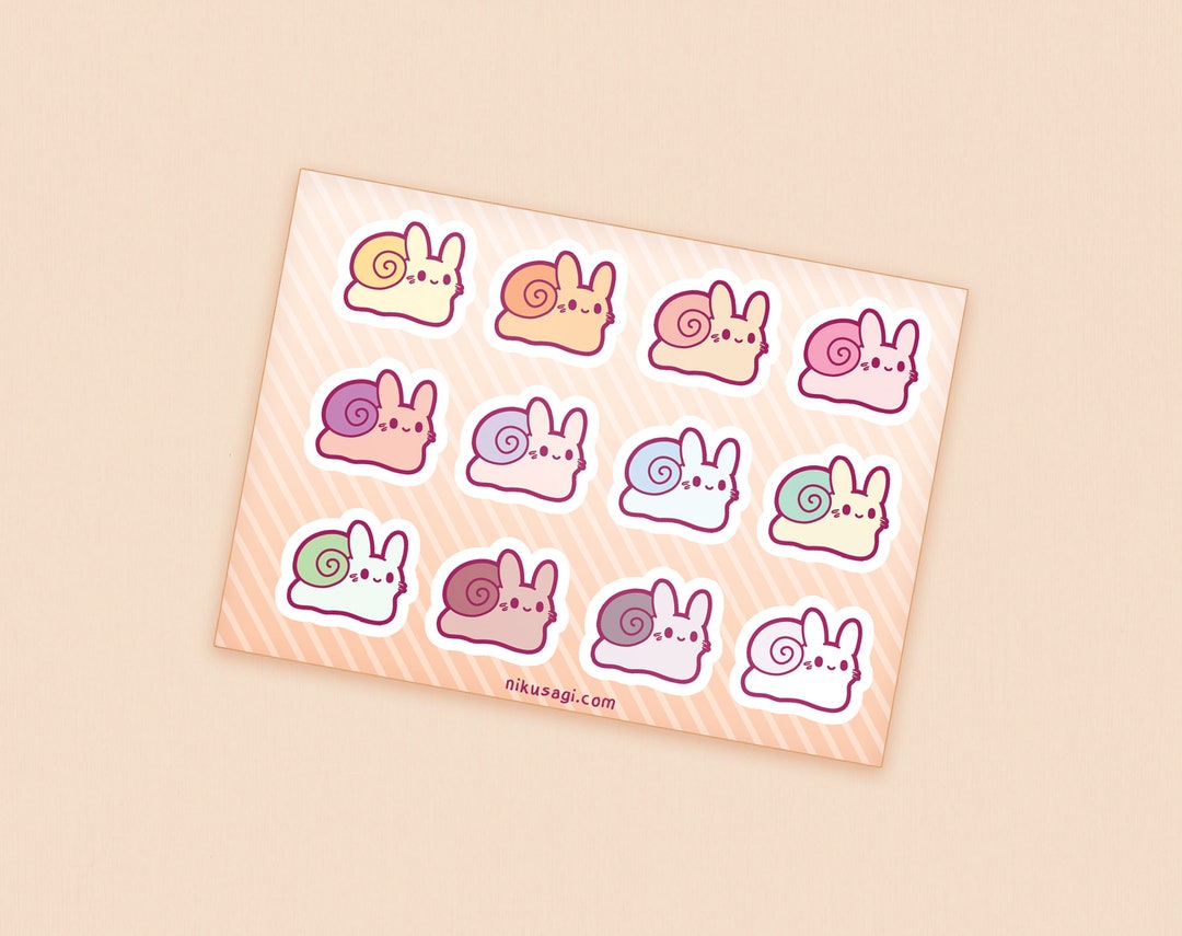 Rainbow Snail Rabbit Sticker Sheet | Nature Stationery, Kiss Cut Insect ...