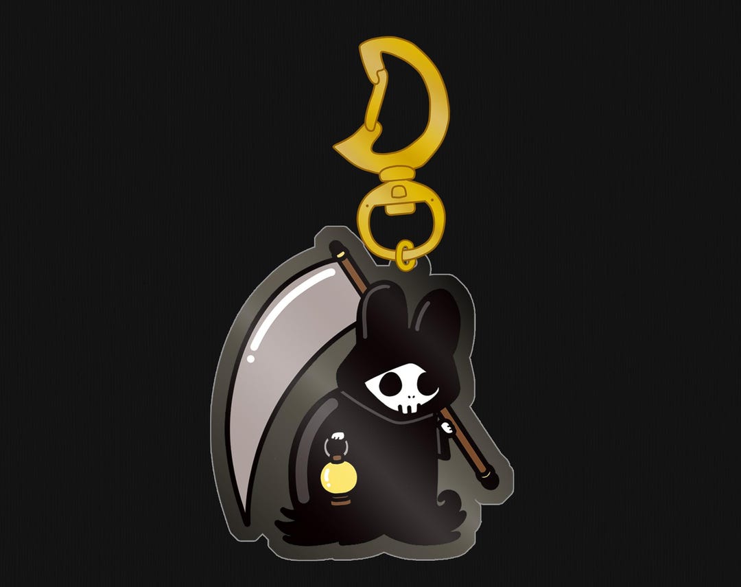 Grim Reaper Rabbit Moon Keychain | 2" Acrylic Charm | Yami Kawaii ...