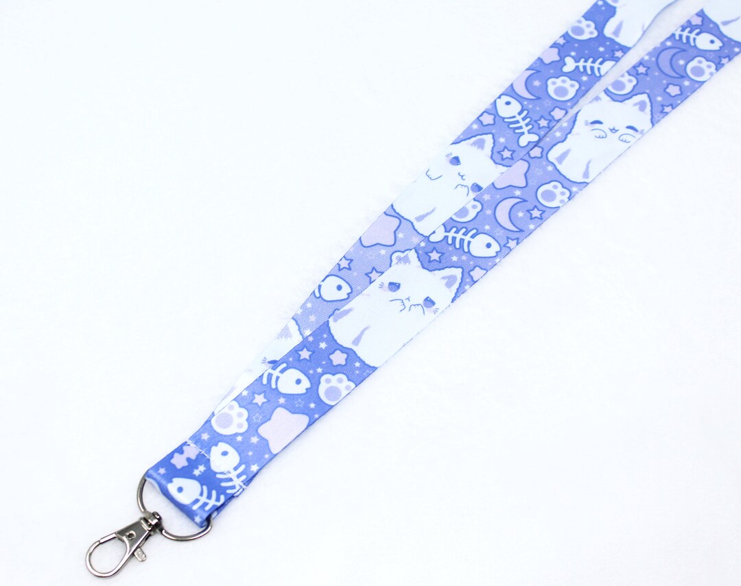 Creepy Cute Ghost Cat Lanyard for Keys 36 Silver Lobster - Etsy