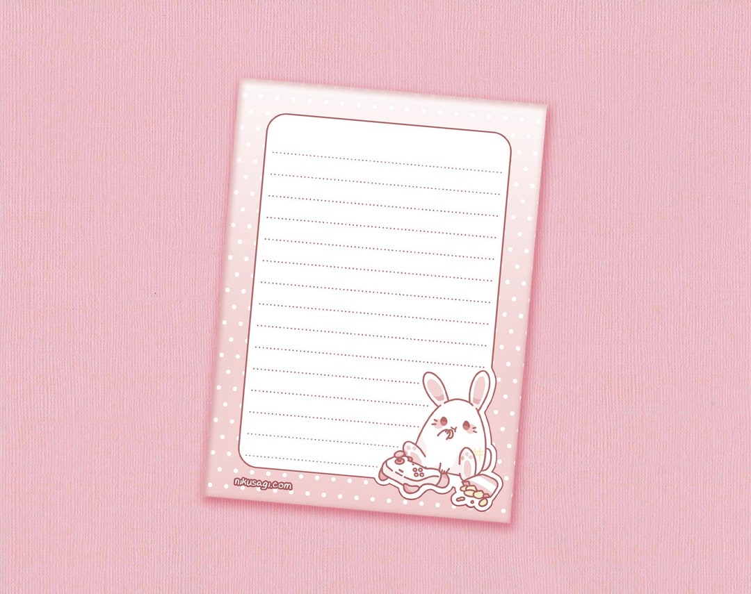 Cute Rabbit Memo Pad | Aesthetic Lined Paper for Letter Writing, Kawaii ...