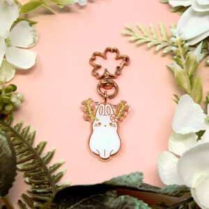 Cherry Blossom Jackalope Keychain | 1.5” | Kawaii Rabbit Charm, Mori ...