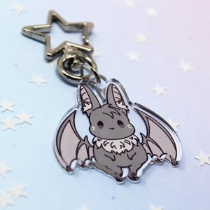 Bat Rabbit Keychain | 1.5” | Kawaii Animal Charm, Goth Accessory, Bunny ...