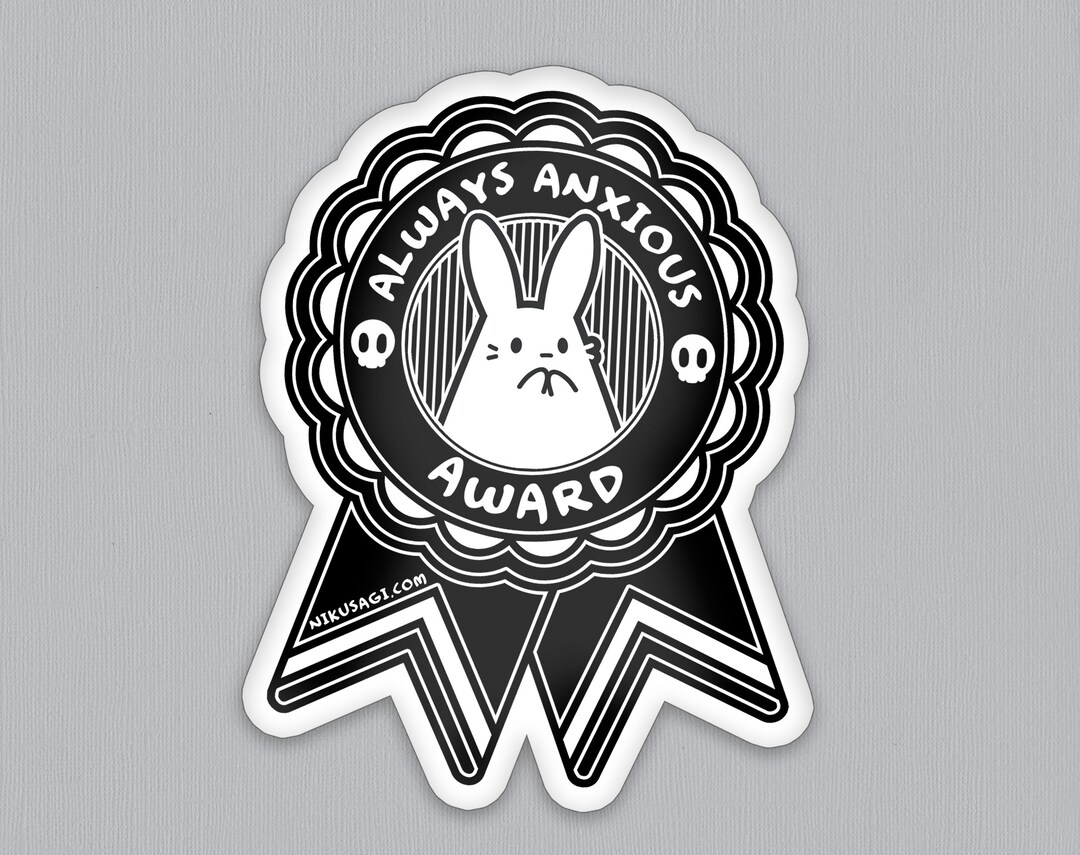Anxiety Award Vinyl Sticker | Pinstripe Ribbon Rosette, Spooky Water ...