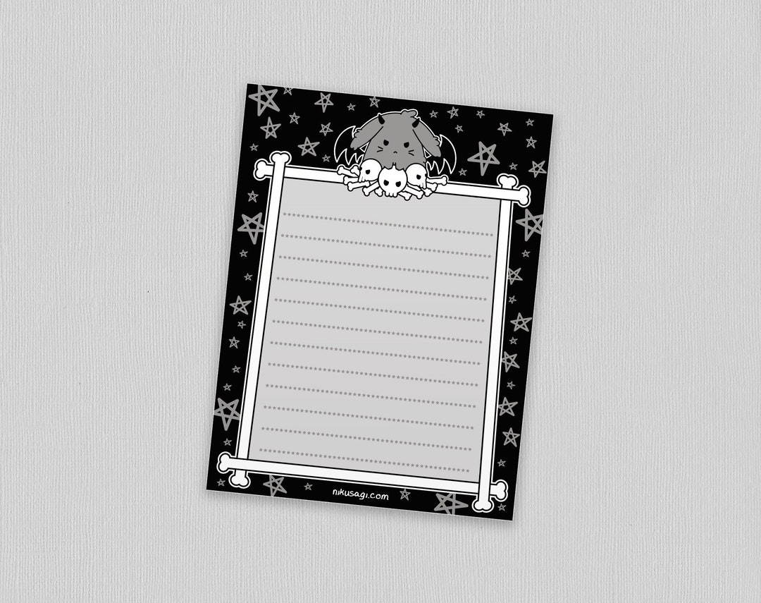 Spooky Skulls & Devil Bunny Notepad | Creepy Cute Office Supplies, Desk ...