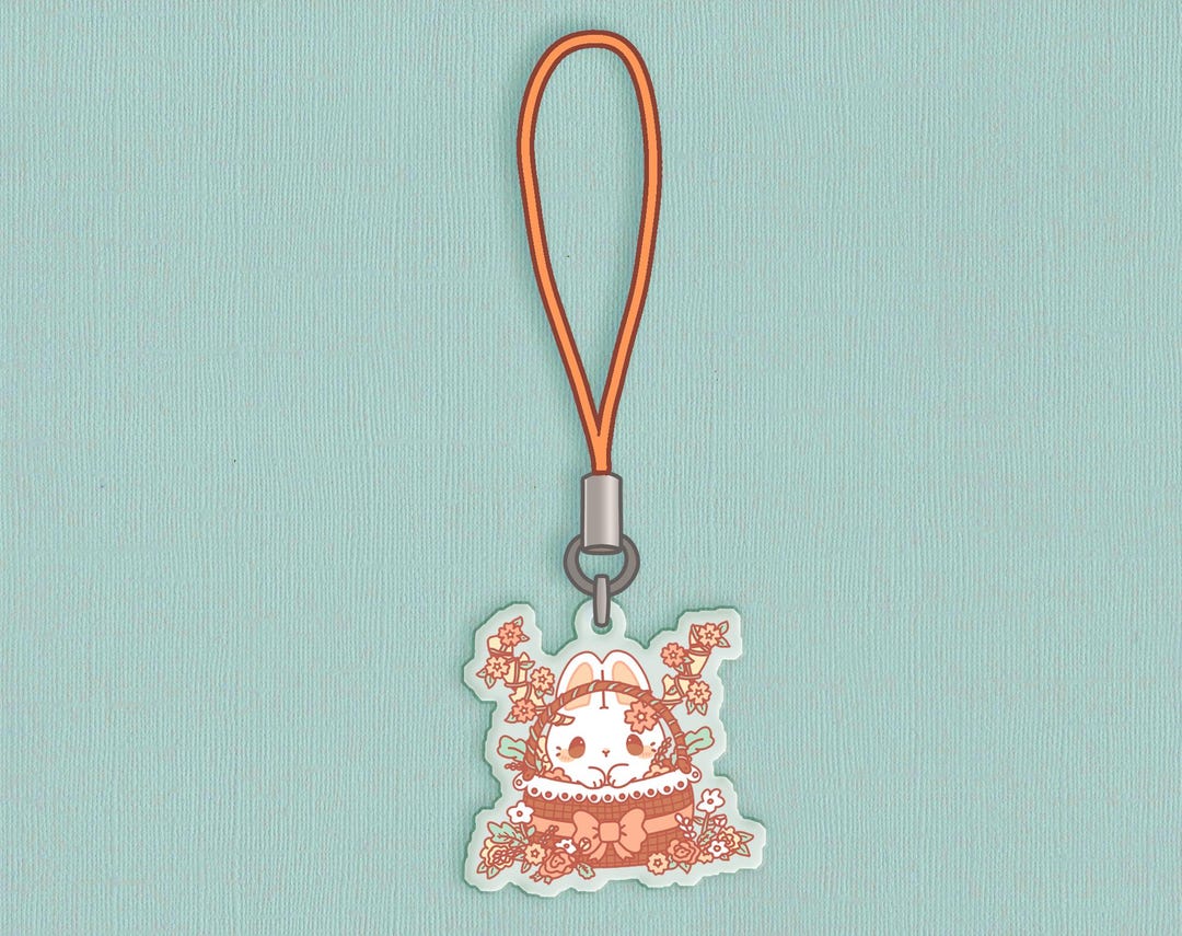 Cottagecore Keychain | 1” | Kawaii Flower Basket Acrylic Charm, Cute ...