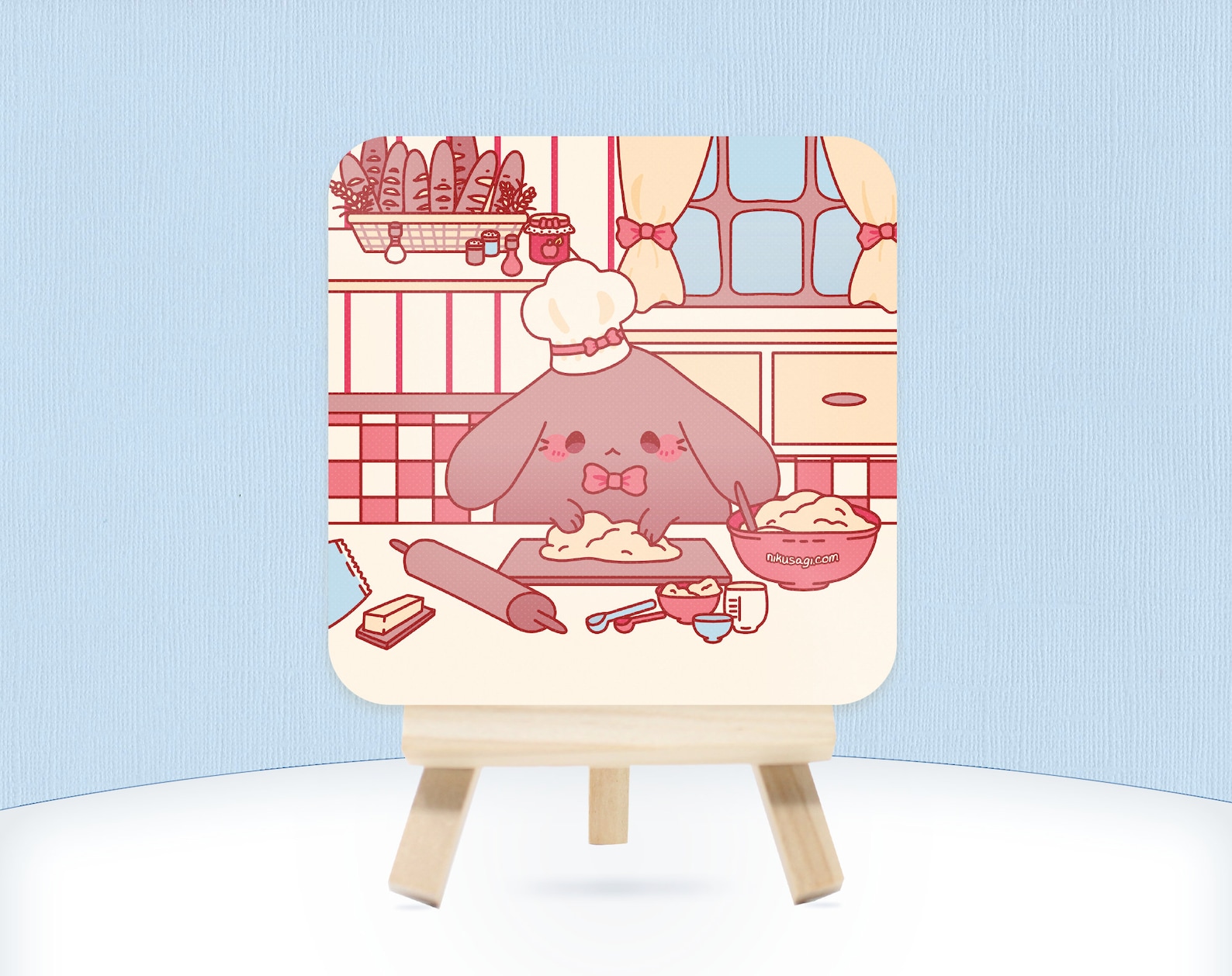Bun's Bakery Mini Print | 5” Cardstock Square Illustration | Cartoon ...