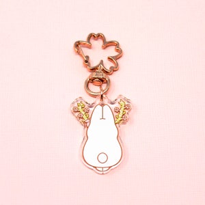 Cherry Blossom Jackalope Keychain | 1.5” | Kawaii Rabbit Charm, Mori ...