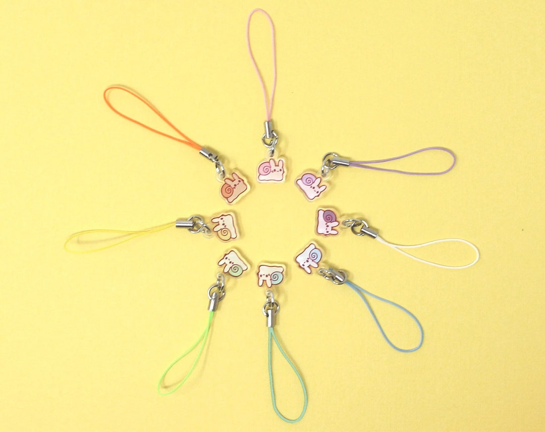Snail Bunny Mini Phone Charm | 8 Colors | Cute Chibi Acrylic Keychain ...