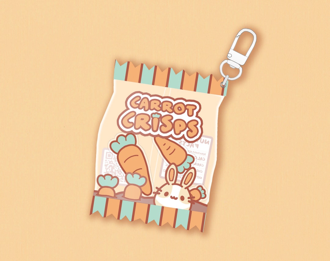 Carrot Crisps Candy Bag Keychain | Dutch Rabbit Shaker Charm, Kawaii ...