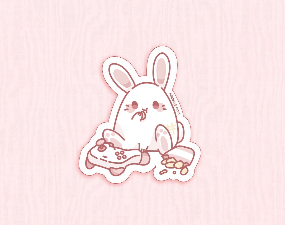 Cute Gaming Bunny Sticker | 3" | Kawaii Gamer Girl Laptop Sticker, Cute ...