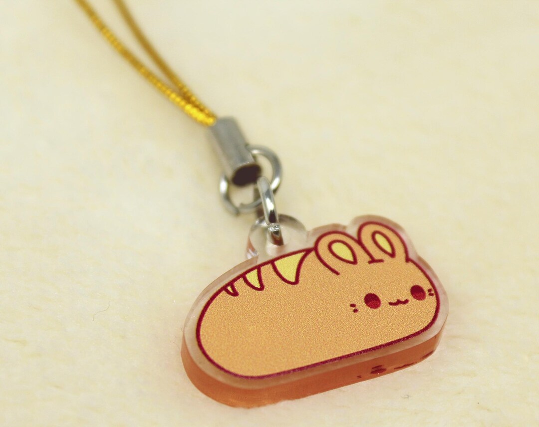 Bunny Bread Keychain | 1” | Rabbit Cell Phone Strap, Lagomorph Loaf ...