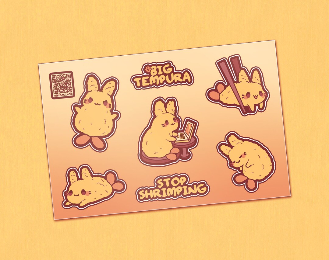 Shrimp Tempura Sticker Sheet | Waterproof & Weatherproof | Vinyl Rabbit ...