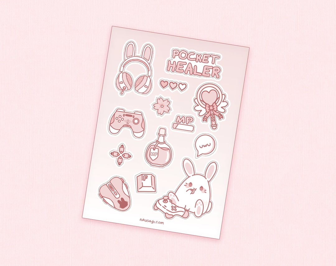 Magical Gamer Girl Sticker Sheet | A7 | Waterproof & Weatherproof ...