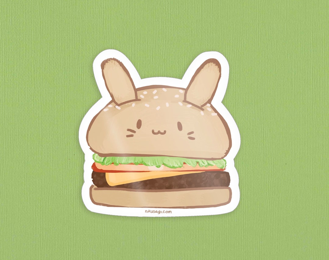 Bunny Cheeseburger Sticker | Waterproof & Weatherproof | Vinyl Rabbit ...