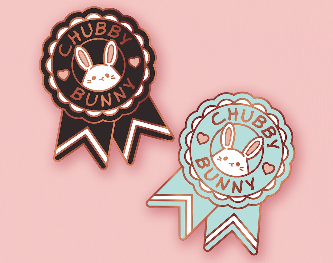 Chubby Bunny Award Ribbon | Hard Enamel Pin | 1.5" | Animal Badge ...