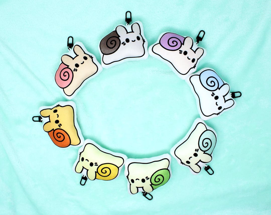 Cute Snail Bunny Plush Keychain | 8 Colors | Squishy Stuffed Animal ...