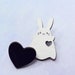 Ghost Heart Wood Pin Set 1.3 & 0.7 Kawaii Rabbit Lapel Pin, Cute Bunny ...