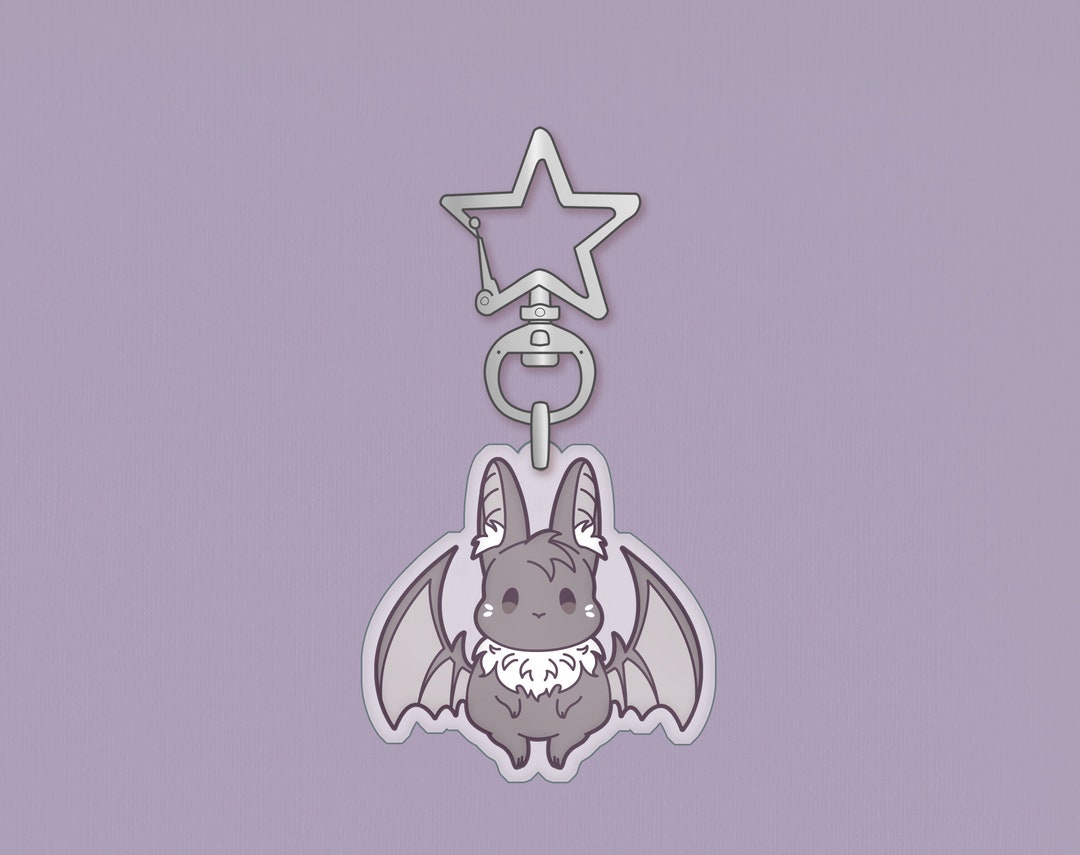 Bat Rabbit Keychain | 1.5” | Kawaii Animal Charm, Goth Accessory, Bunny ...
