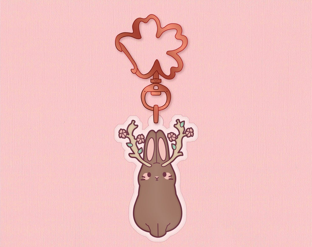 Jackalope Rabbit Keychain | 1.5” | Kawaii Animal Charm, Mori Kei ...
