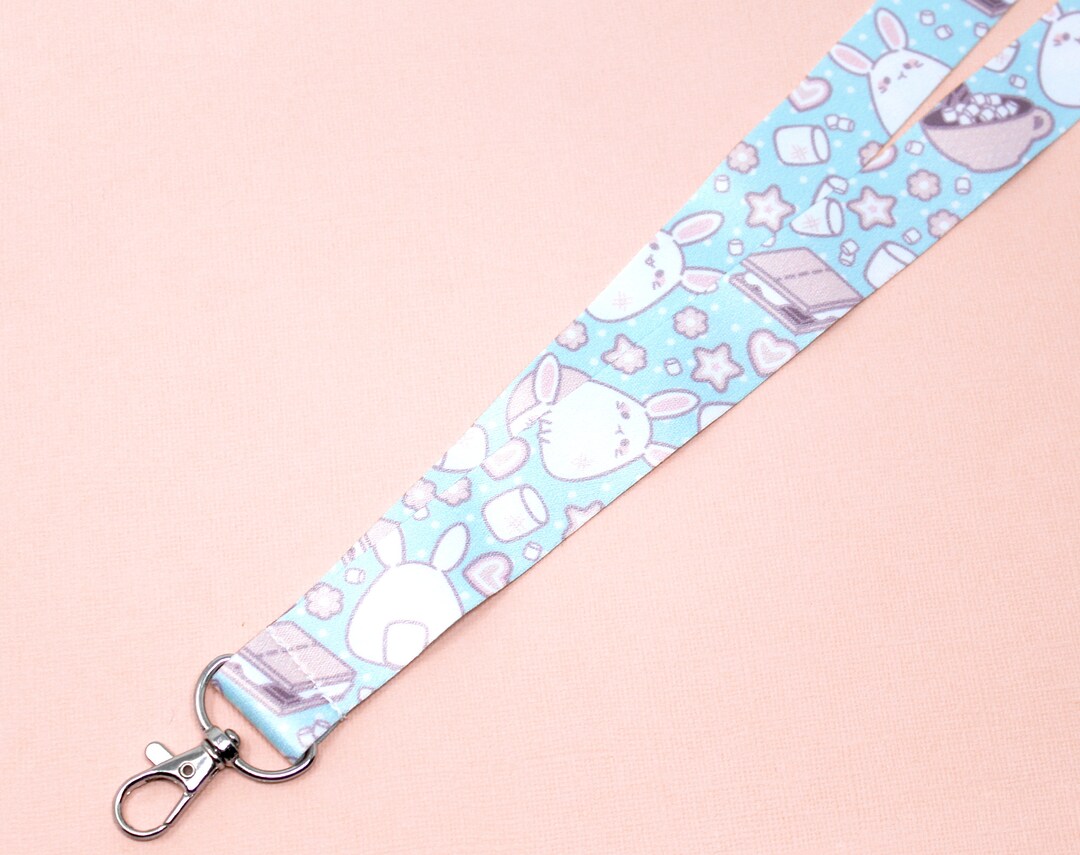 Marshmallow Bunny Lanyard | 36” | Kawaii Key Holder, Smores ID Badge ...