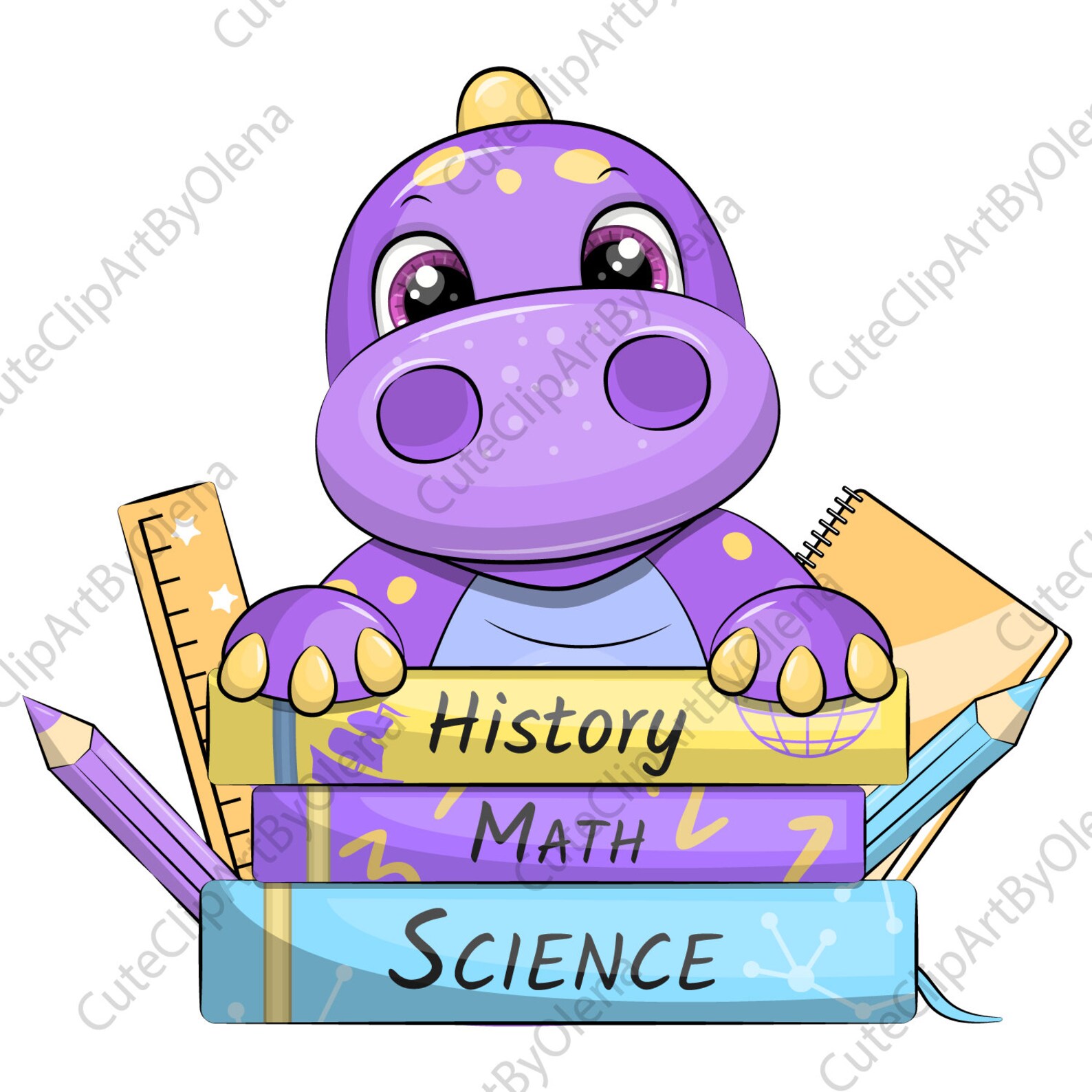 Dino Clipart, School Clip Art, Cute Animal Clipart, Back to School Png ...