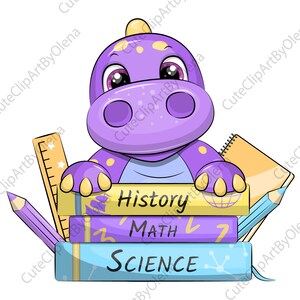 Dino Clipart, School Clip Art, Cute Animal Clipart, Back to School Png ...