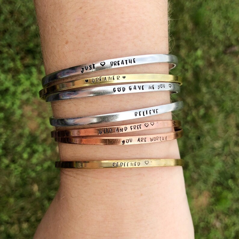 Mantra Cuff Inspirational Bracelet Handstamped Bracelet - Etsy