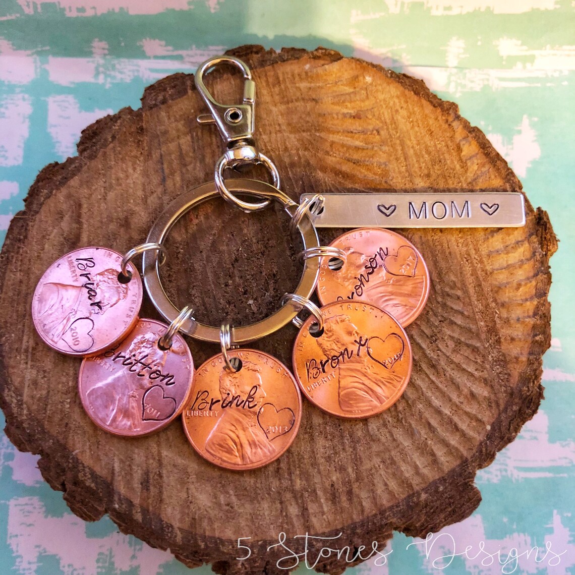 Personalized Penny Keychain Custom Grandkids Names Gift, Family Tree ...