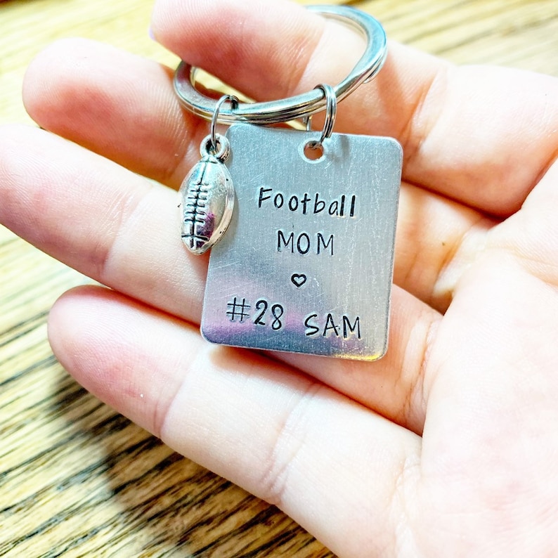 Handstamped Football Mom Keychain Personalized Football - Etsy