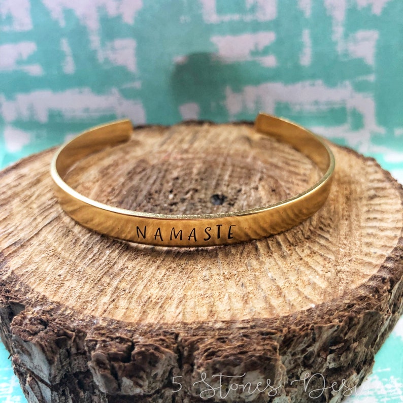 NAMASTE Bracelet Handstamped Bracelet Yoga Bracelet Let | Etsy