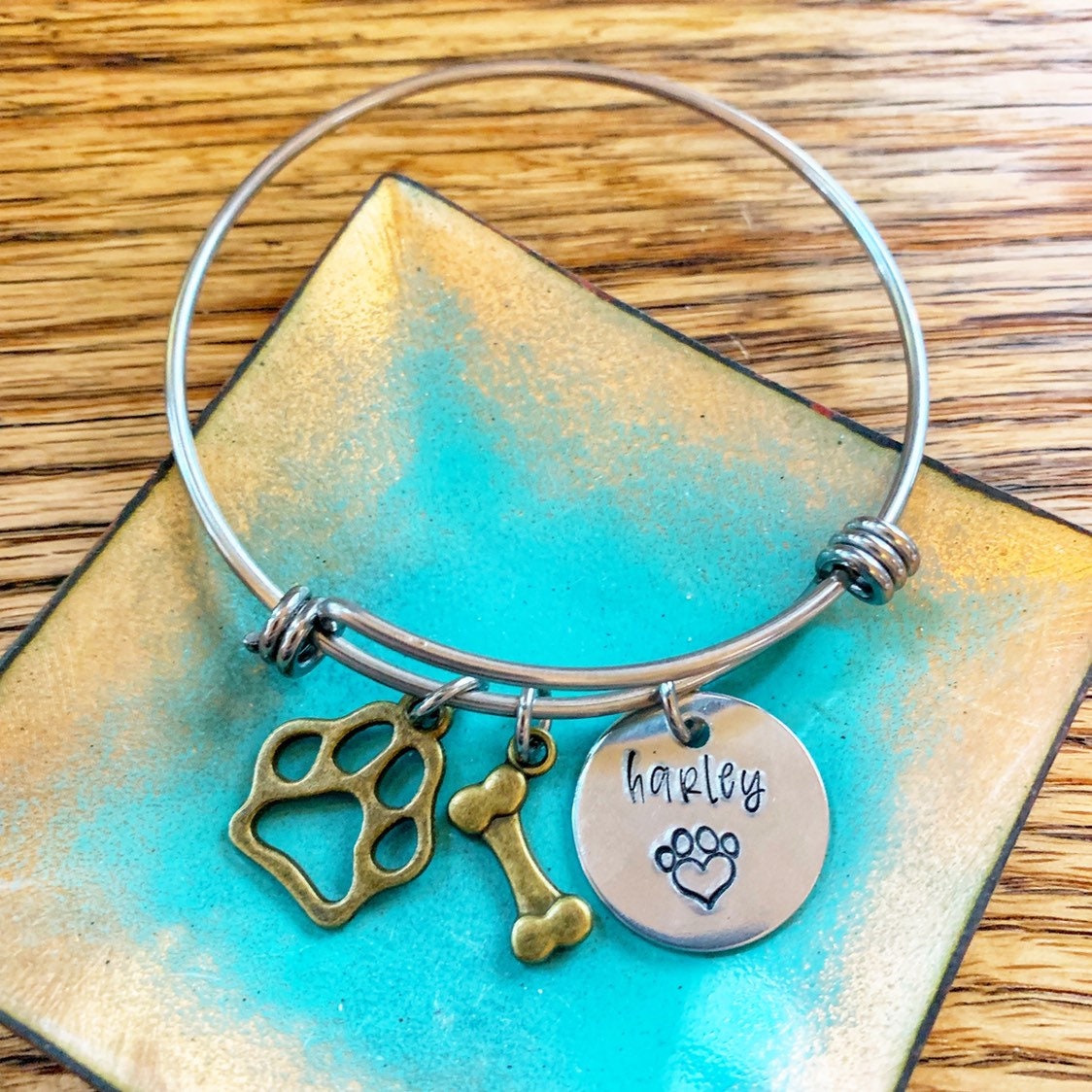 Best Dog Ever Personalized Bangle, Pet Memorial Bracelet, Rainbow ...