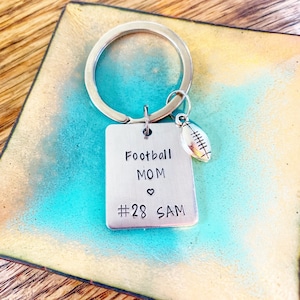 Handstamped Football Mom Keychain, Personalized Football, Football ...