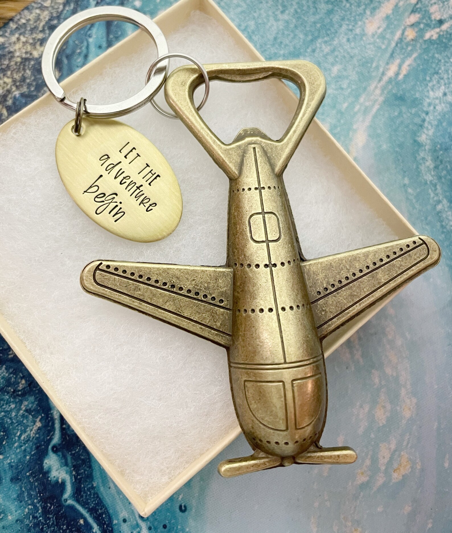 Handstamped Pilot Keychain Let the Adventure Begin First - Etsy