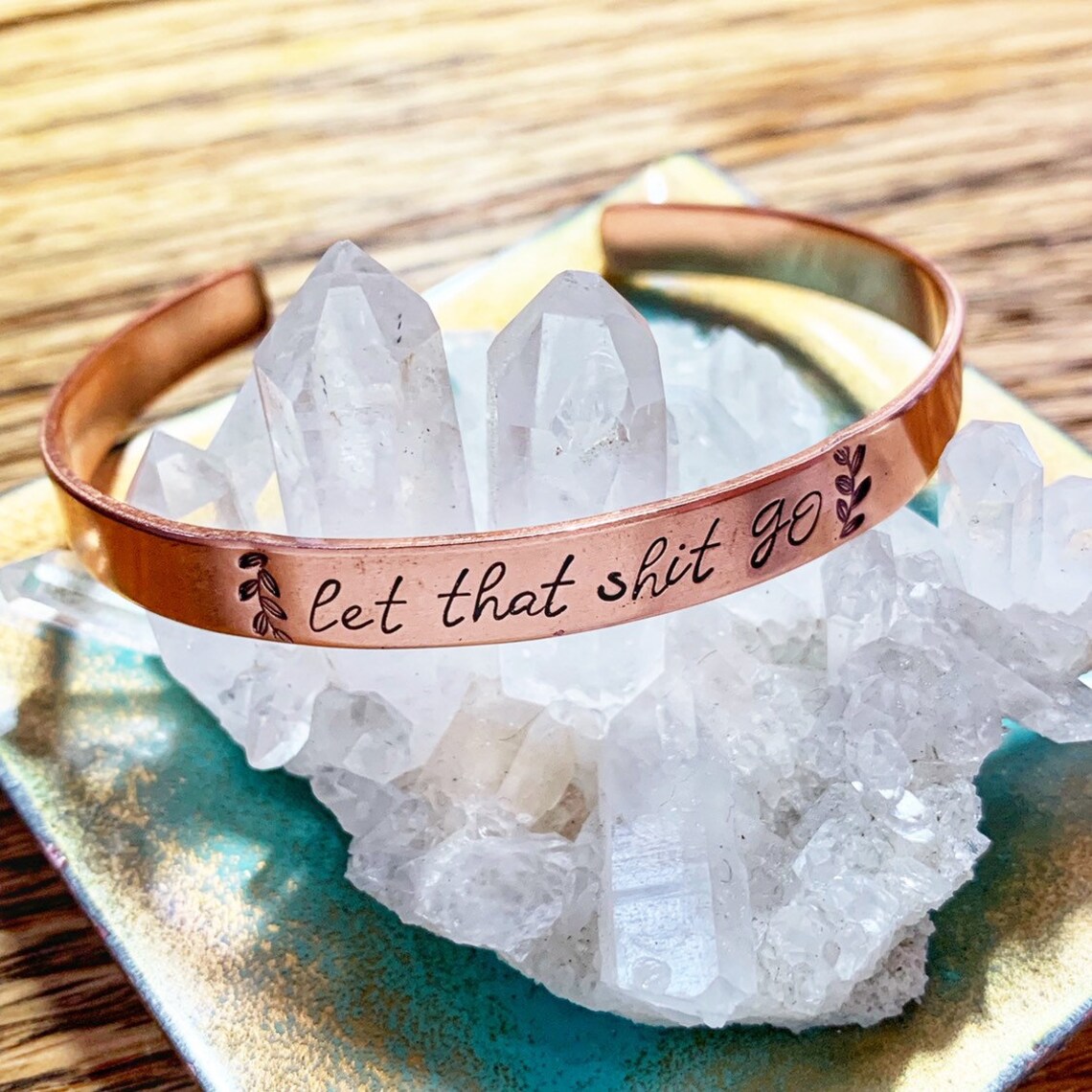 Let That Shit Go Handstamped Snarky Bracelet Yoga Bracelet | Etsy