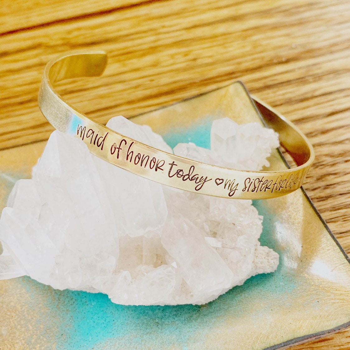 Handstamped Maid of Honor Cuff Bracelet, Sister for Life, Wedding Gift ...