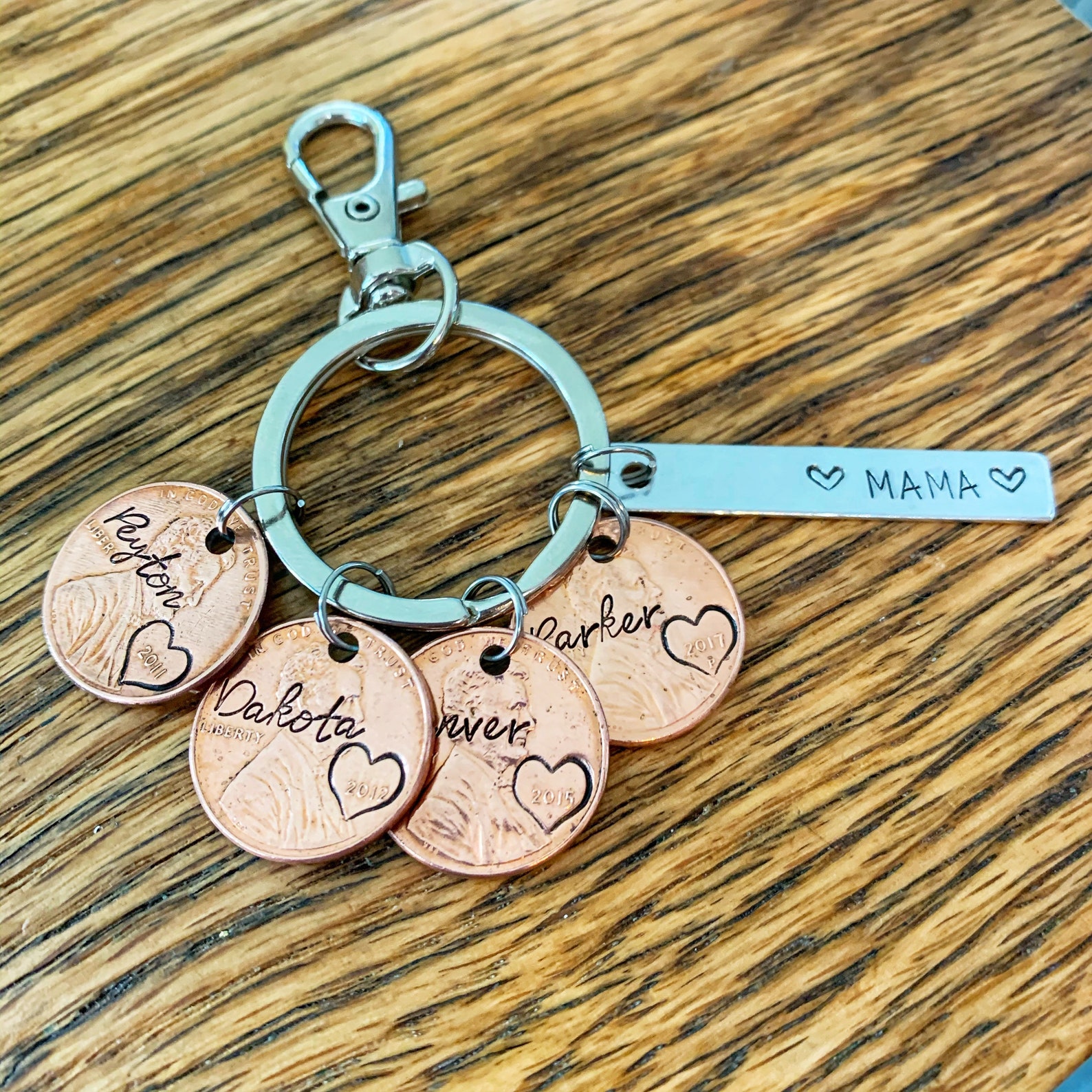 Personalized Penny Keychain Custom Grandkids Names Gift, Family Tree ...
