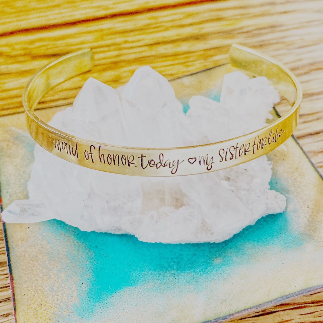 Handstamped Maid of Honor Cuff Bracelet, Sister for Life, Wedding Gift ...