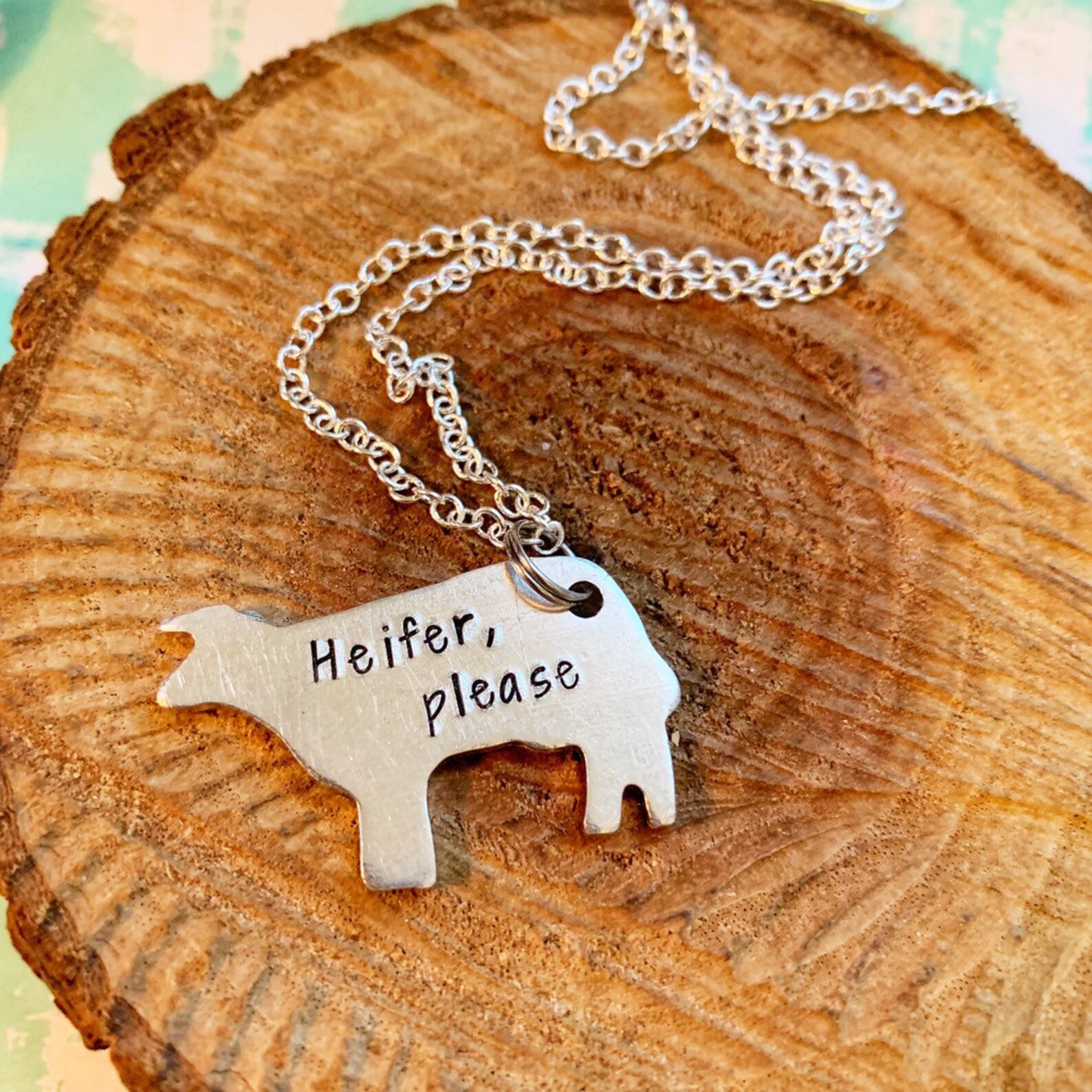 Heifer Please Cow Necklace Handstamped Necklace Farm Life | Etsy