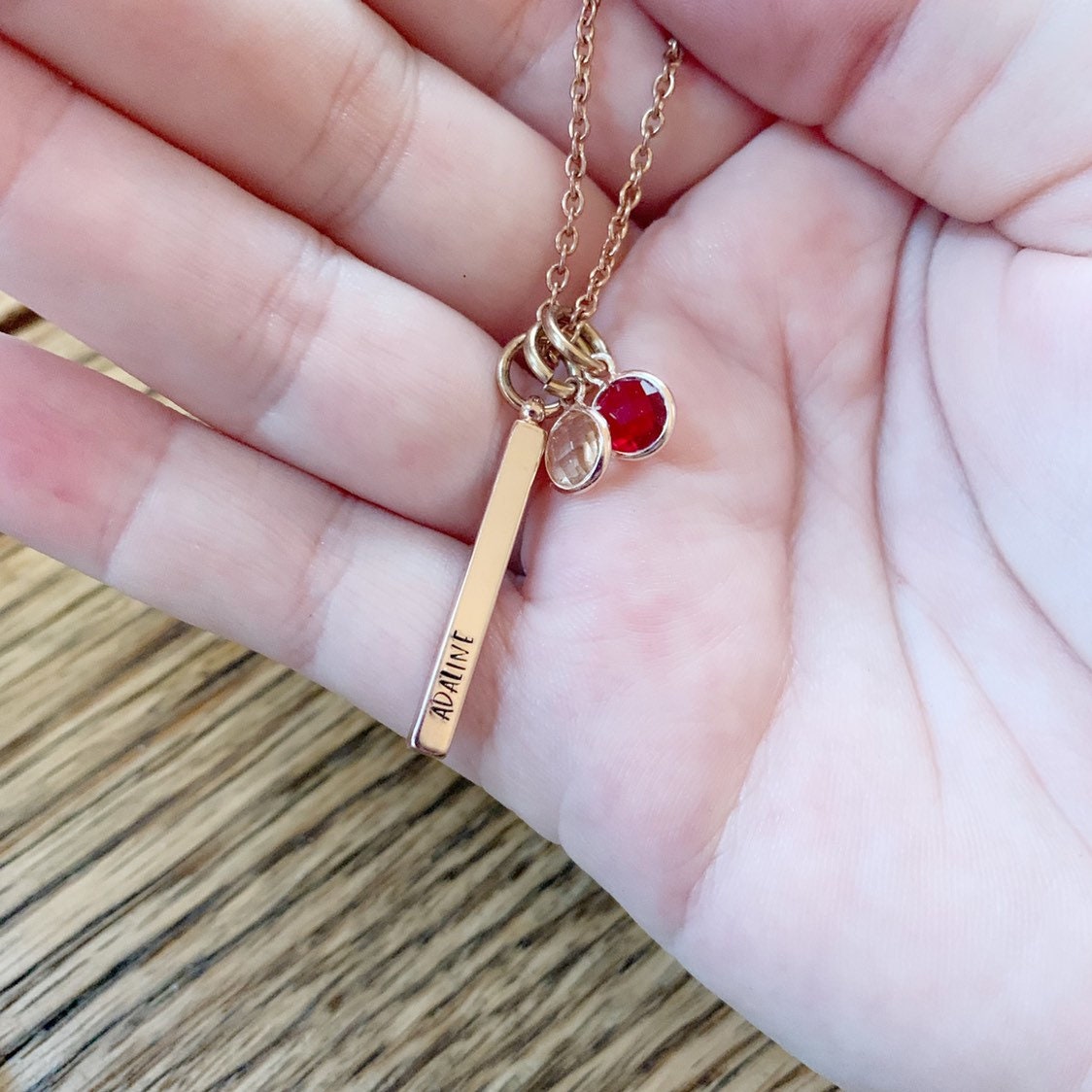 Handstamped Rose Gold Necklace, Name Necklace, Rose Gold, Kid's Name ...