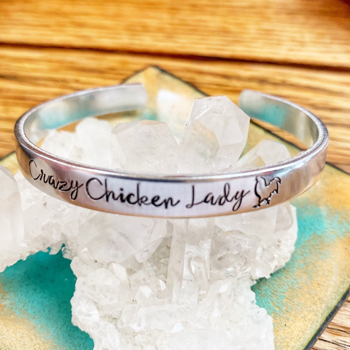 Handstamped Crazy Chicken Lady Bracelet Chicken Whisperer - Etsy