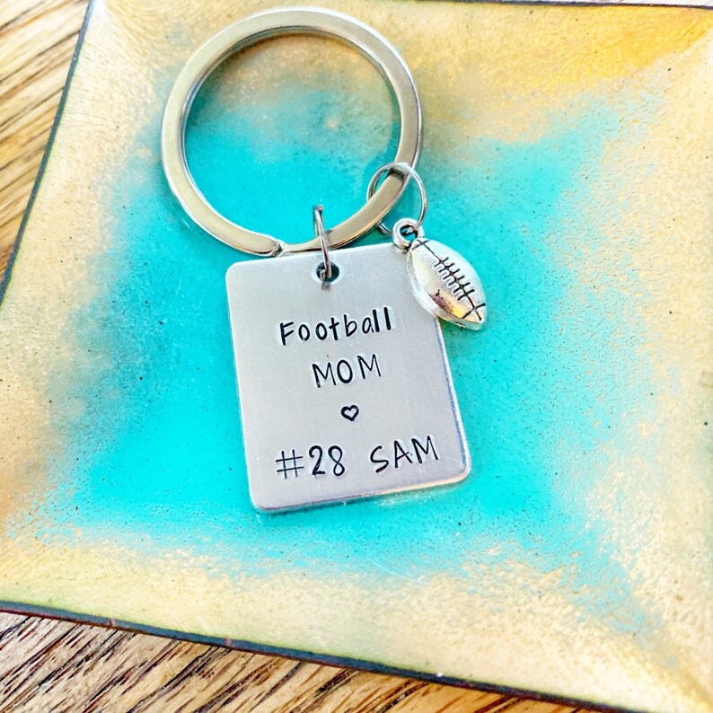 Handstamped Football Mom Keychain Personalized Football - Etsy