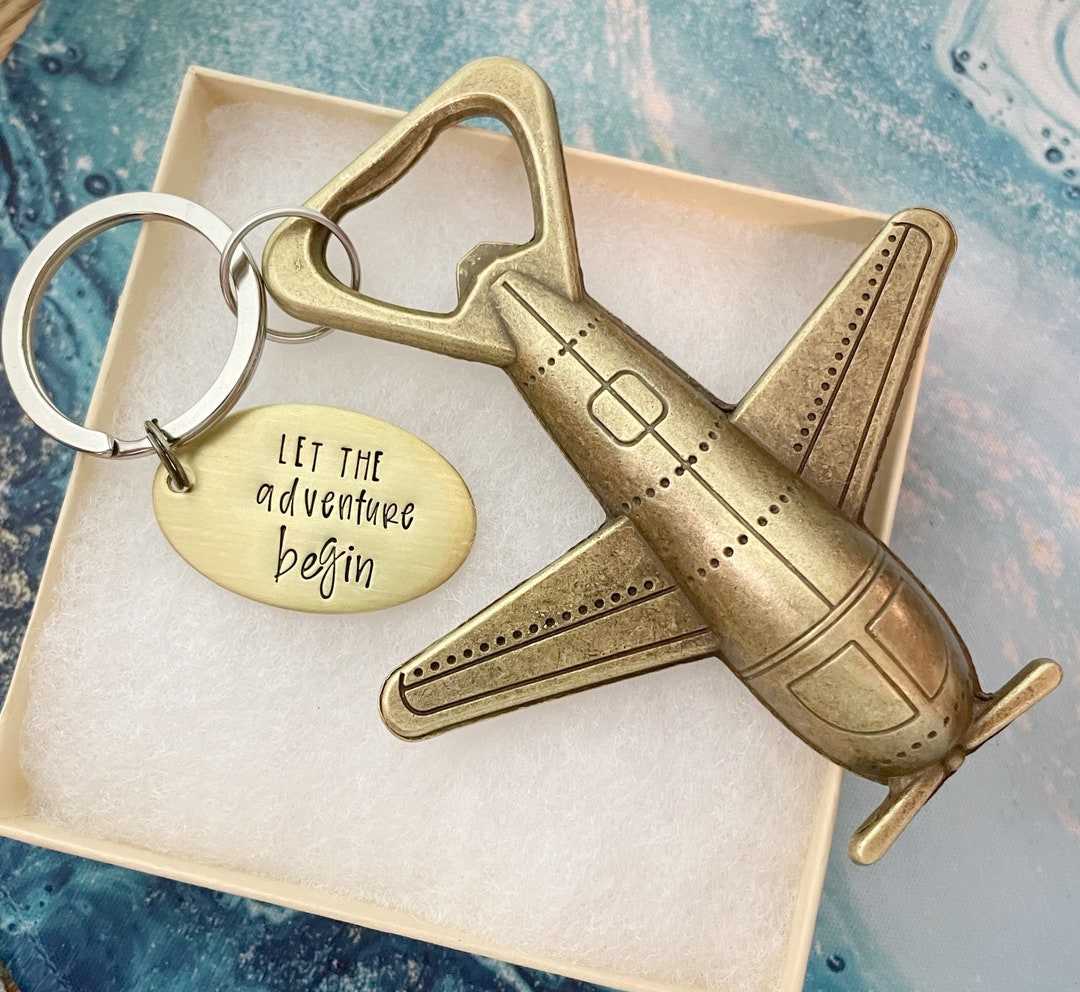 Handstamped Pilot Keychain, Let the Adventure Begin, First Officer ...